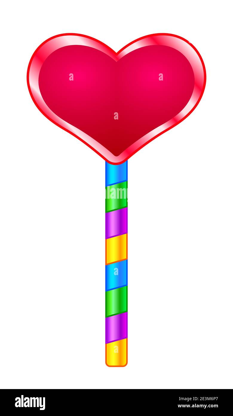 Illustration of a candy lollipop in the form of a valentine heart Stock ...