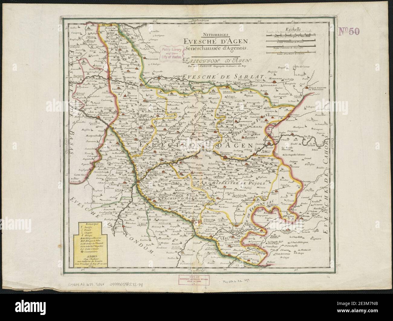 Map of Diocese of Agen 1679 Stock Photo - Alamy
