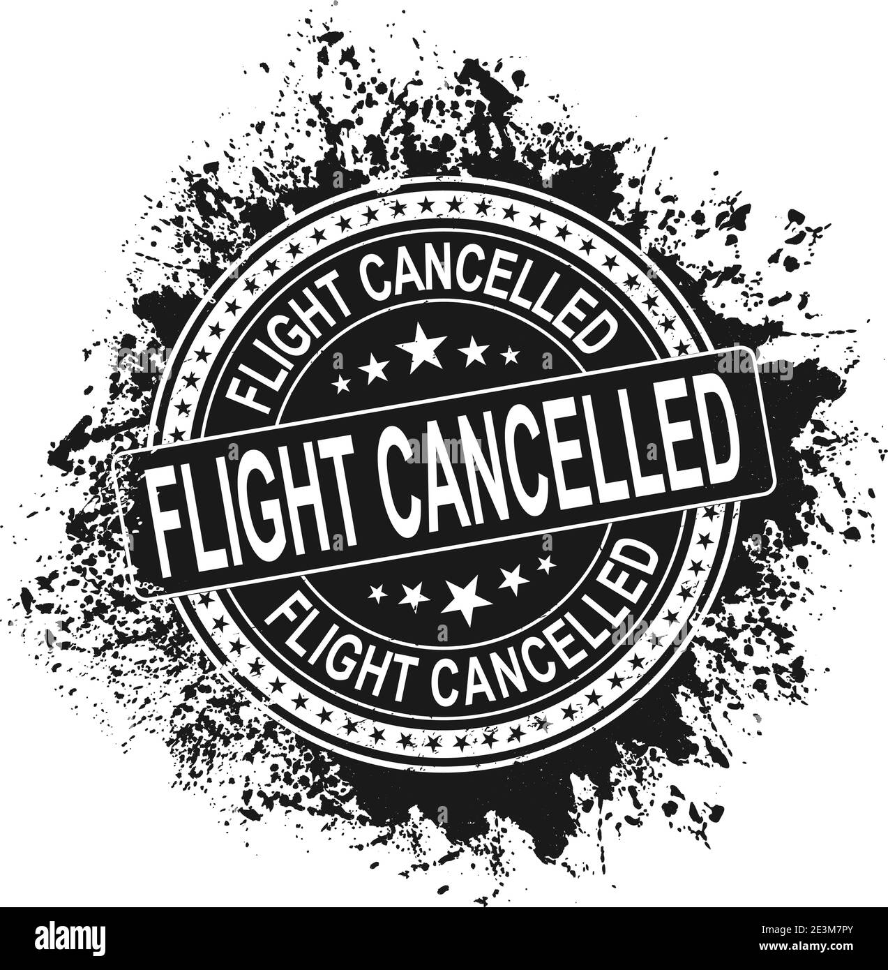 Grunge black flight canseled word round rubber seal stamp on white ...