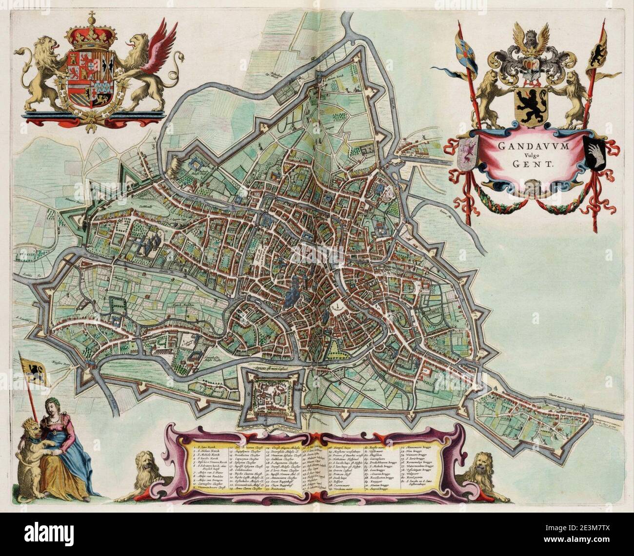 Map of Ghent by Jan Blaeu Stock Photo - Alamy