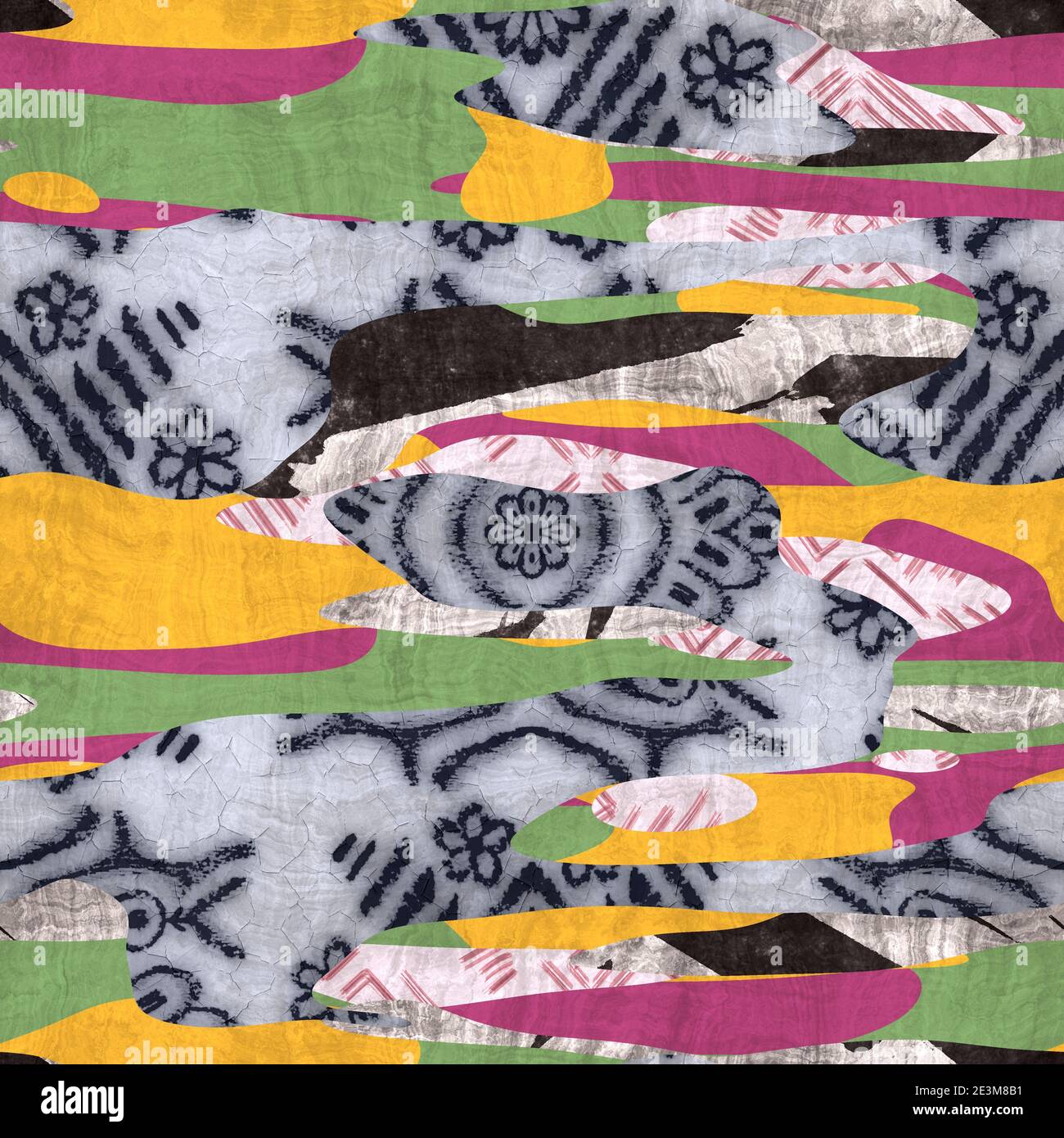 Seamless collage in camo shapes vivid montage Stock Photo - Alamy