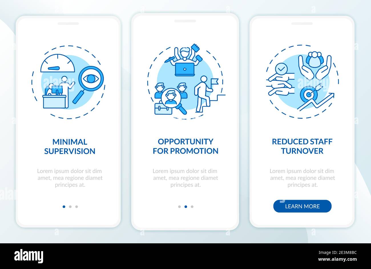 Staff development advantages onboarding mobile app page screen with concepts Stock Vector Image ...