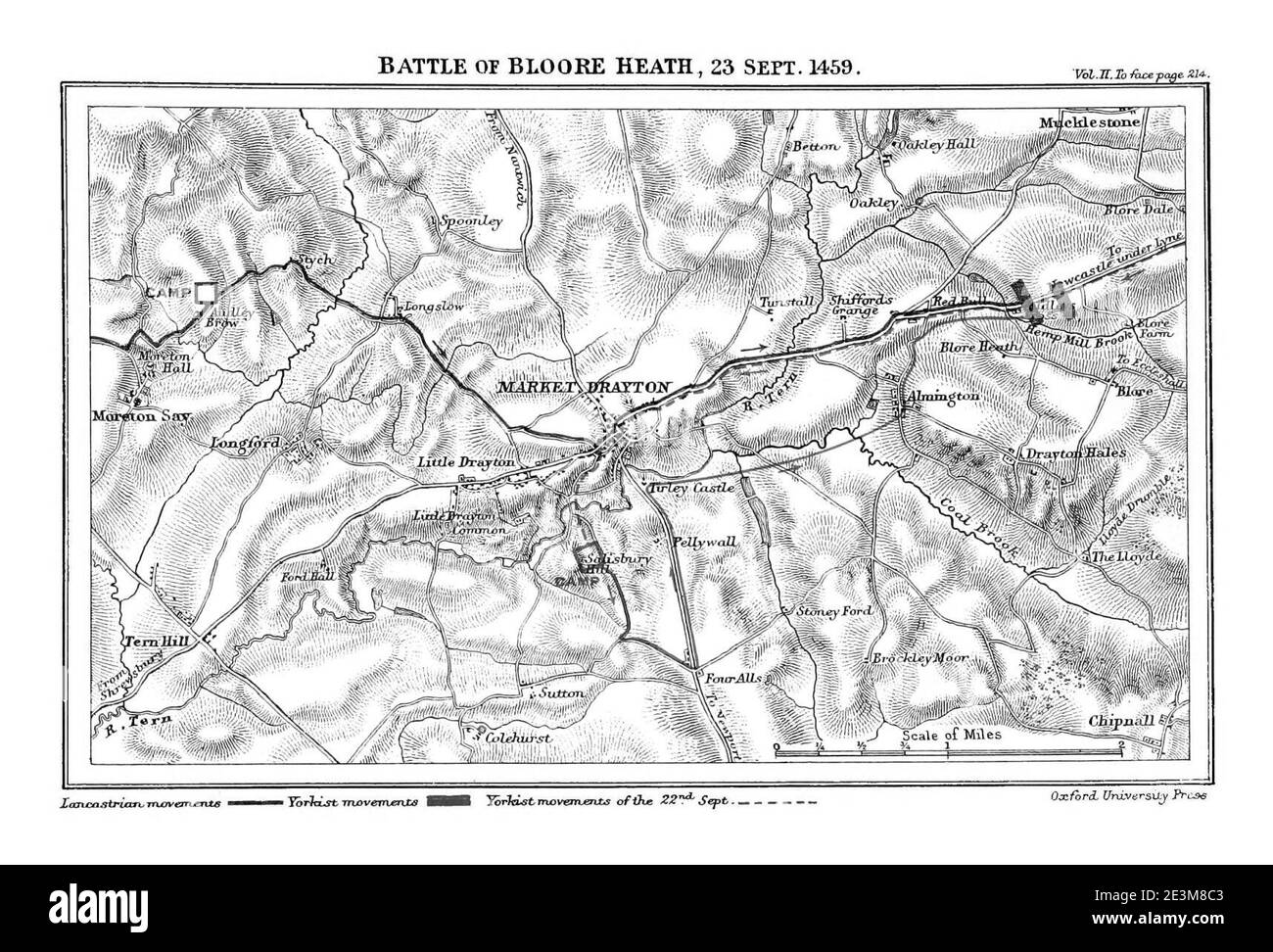 Map for Battle of Blore Heath by Ramsay Stock Photo - Alamy