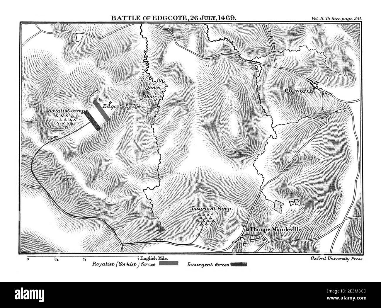 Map for Battle of Edgecote by Ramsay Stock Photo - Alamy