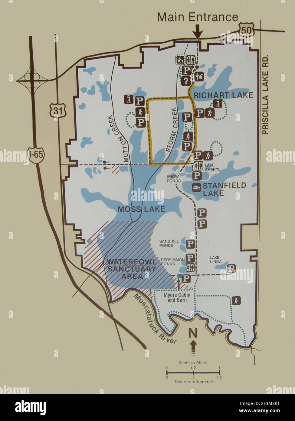 Map of Muscatatuck National Wildlife Refuge Stock Photo - Alamy