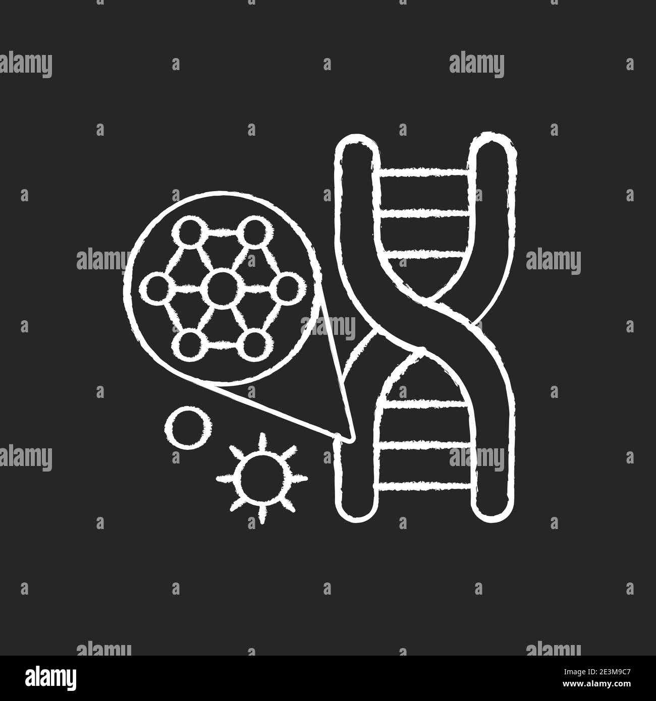DNA structure chalk white icon on black background Stock Vector Image ...