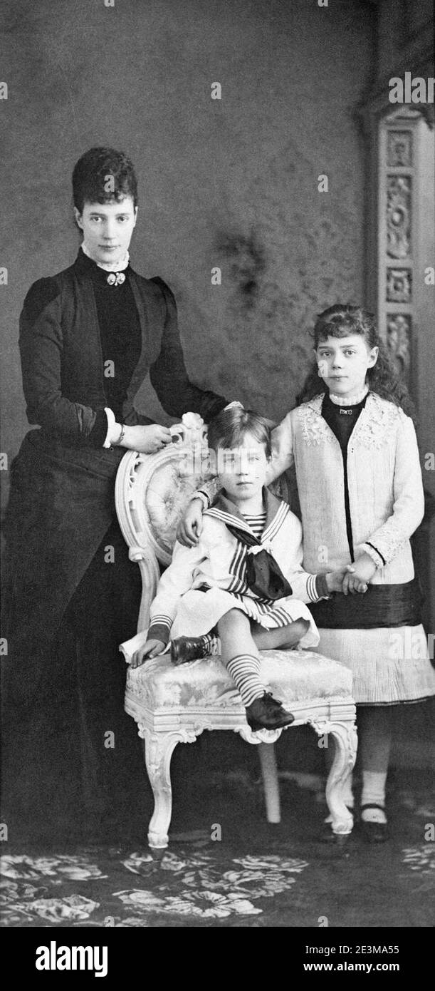 Maria Feodorovna with her children Xenia and Michael Stock Photo - Alamy