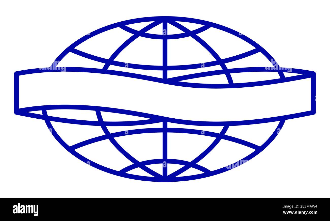 Illustration of the abstract contour globe with ribbon ring Stock ...