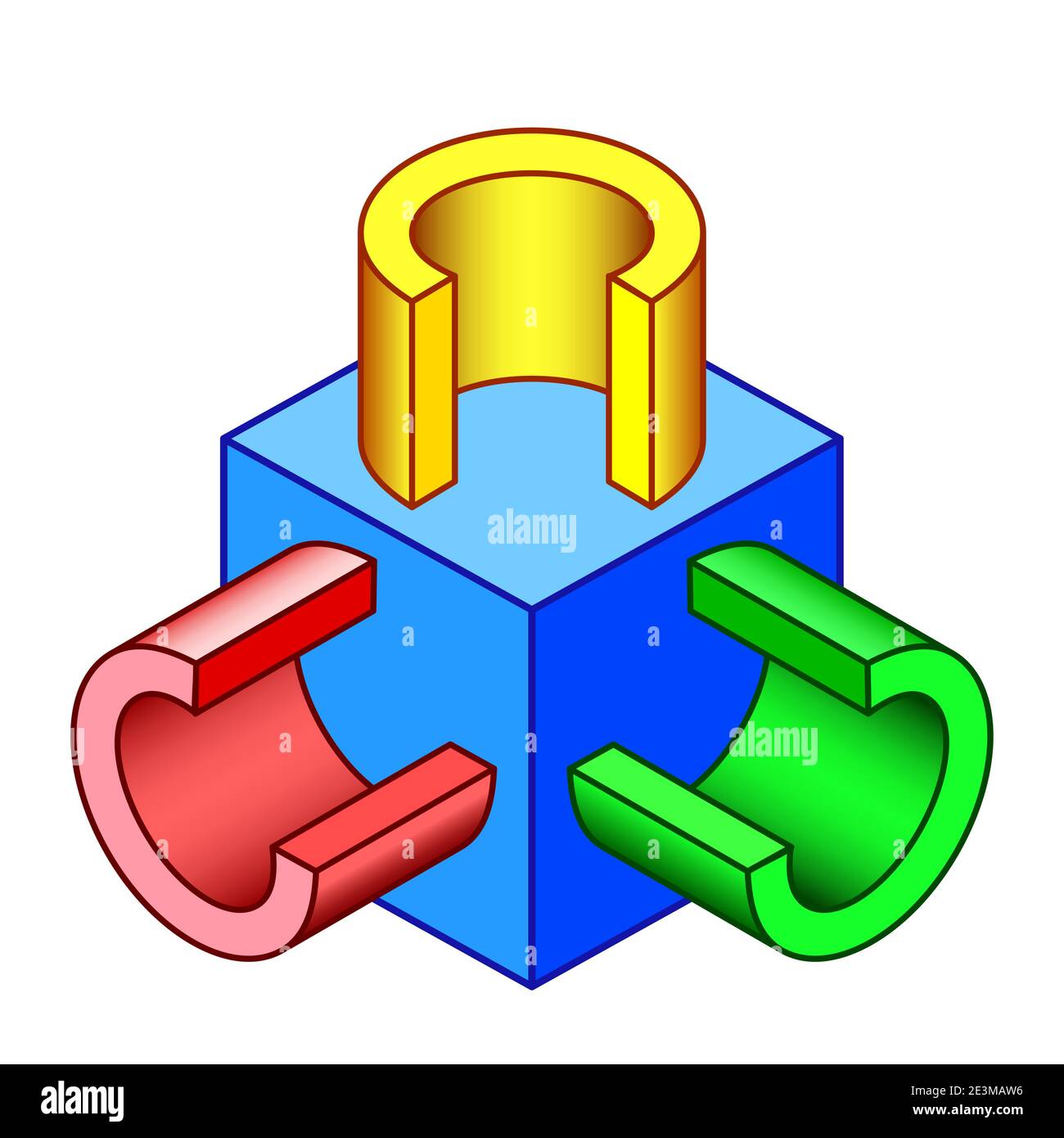 Illustration of the abstract color tee pipe fitting in section Stock ...