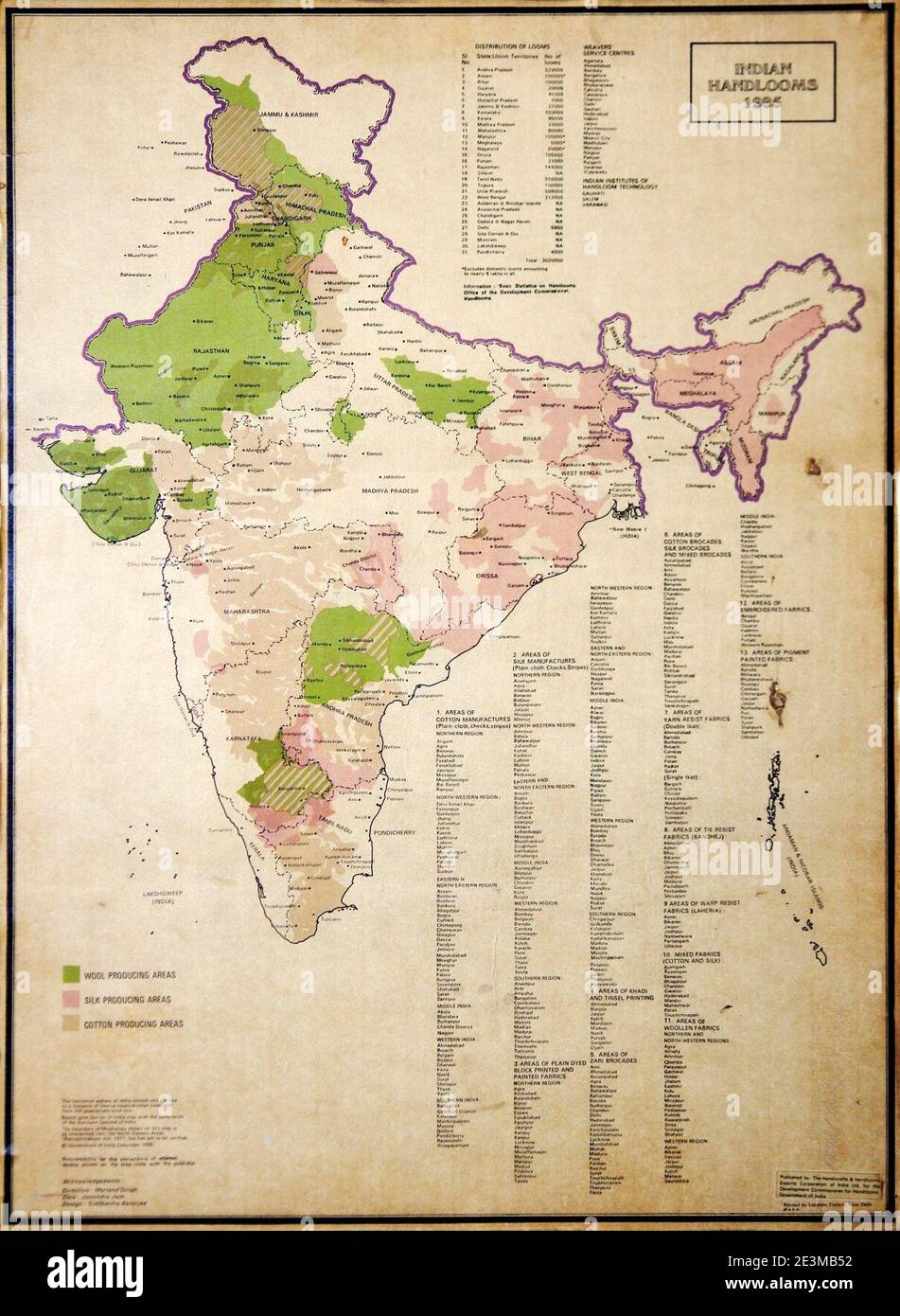 Map of Indian Handlooms, 1985 Stock Photo - Alamy