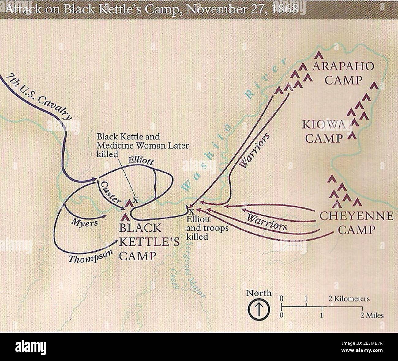 Map of the Battle of Washita Stock Photo - Alamy