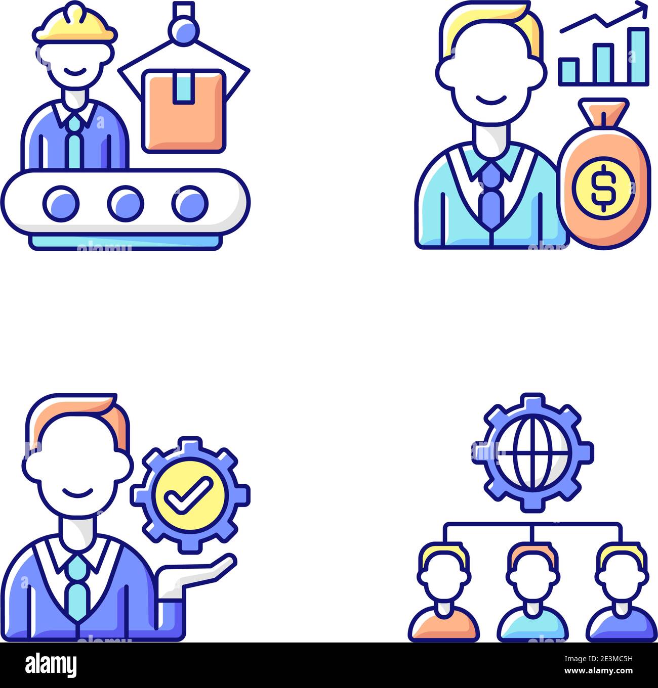 Company hierarchical structure RGB color icons set Stock Vector Image ... Company hierarchical structure RGB color icons set Stock Vector Image ...