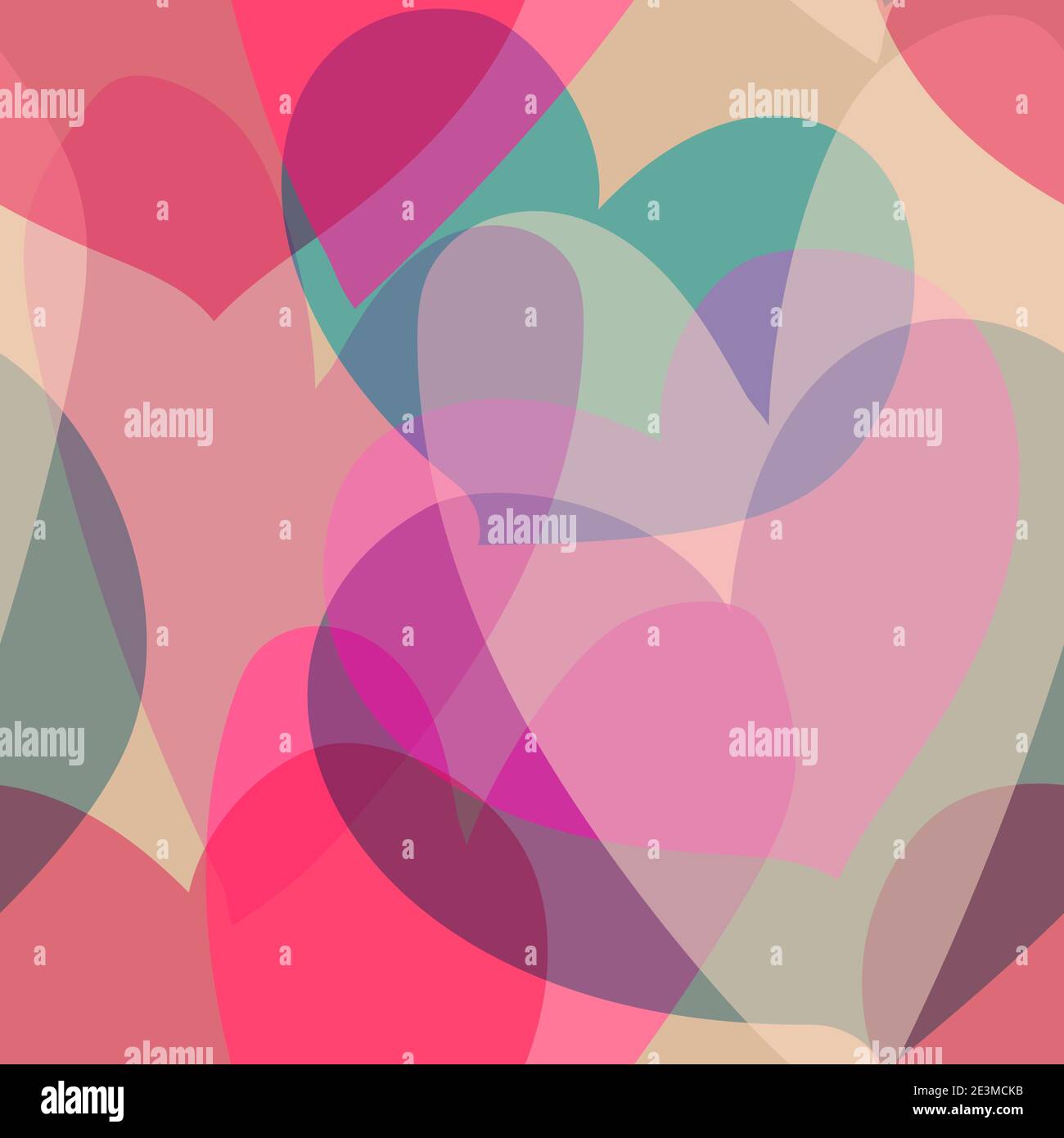 Seamless pattern for valentine s day. Overlapping heart shapes in pink ...