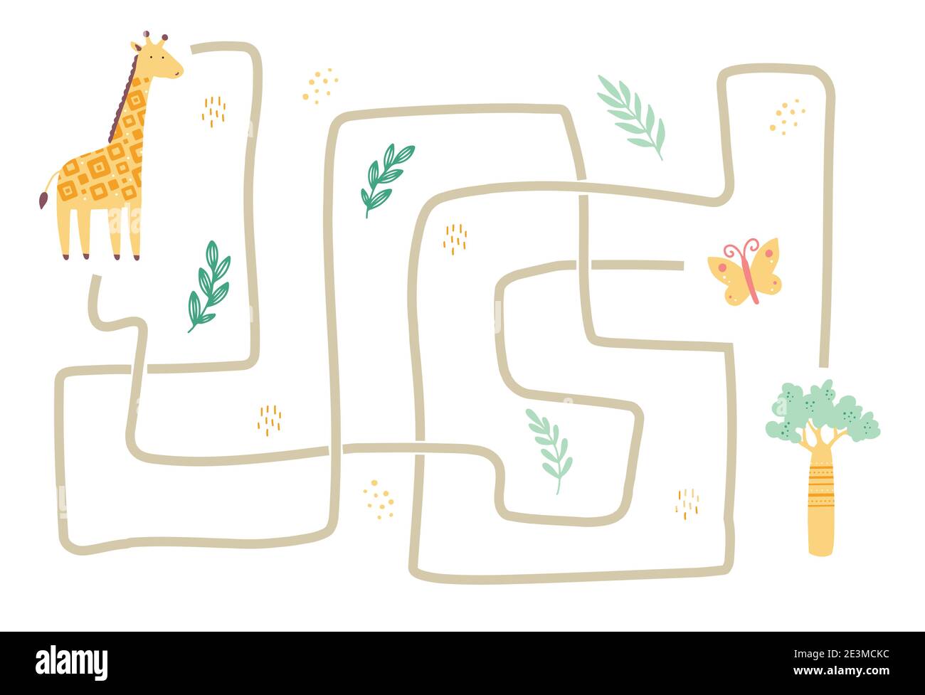 Maze with cute african animal giraffe for children. Kids labyrinth game ...