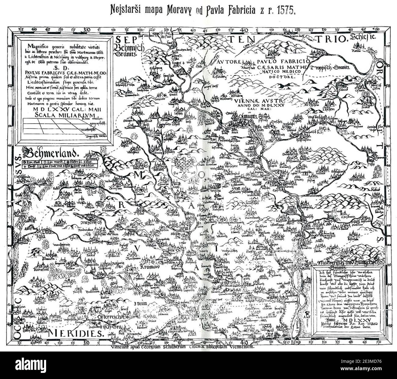 Map of Moravia, 1575 Stock Photo - Alamy