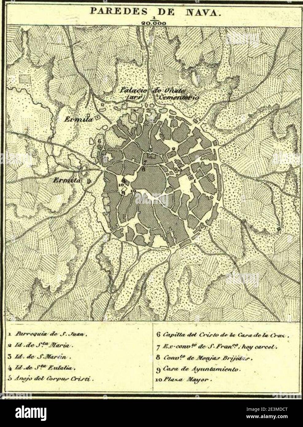 Mapa de Paredes de Nava (1852), por Francisco Coello Stock Photo - Alamy