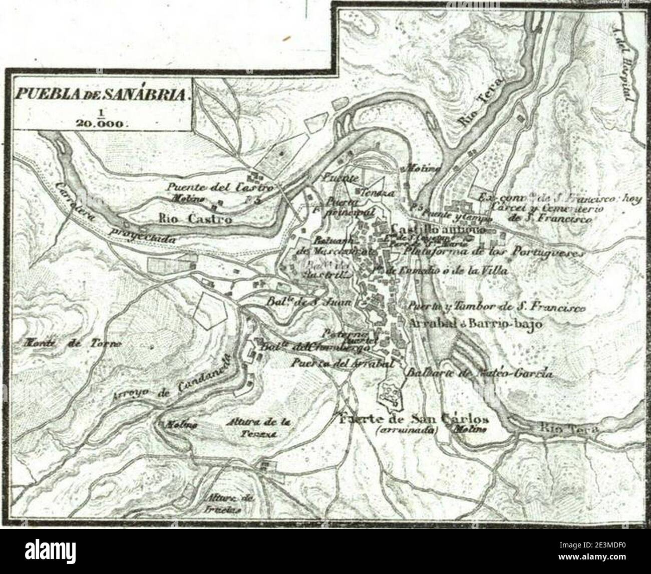 Mapa de Puebla de Sanabria, 1863, por Francisco Coello Stock Photo - Alamy
