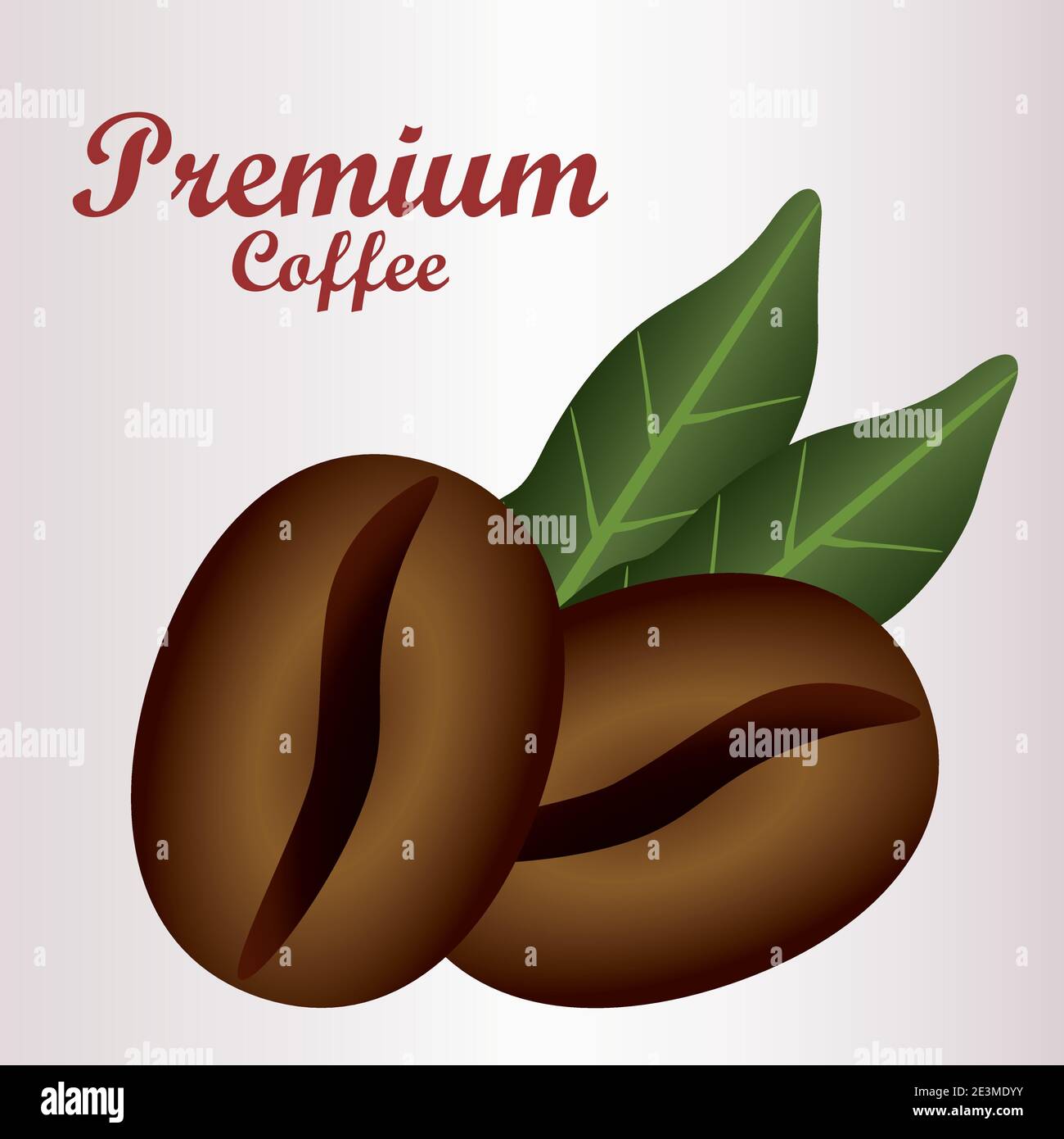 premium coffee lettering with grains and leafs vector illustration ...
