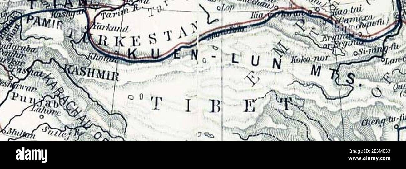 Map of Tibet in the 13th century and Central Asian trade routes ...