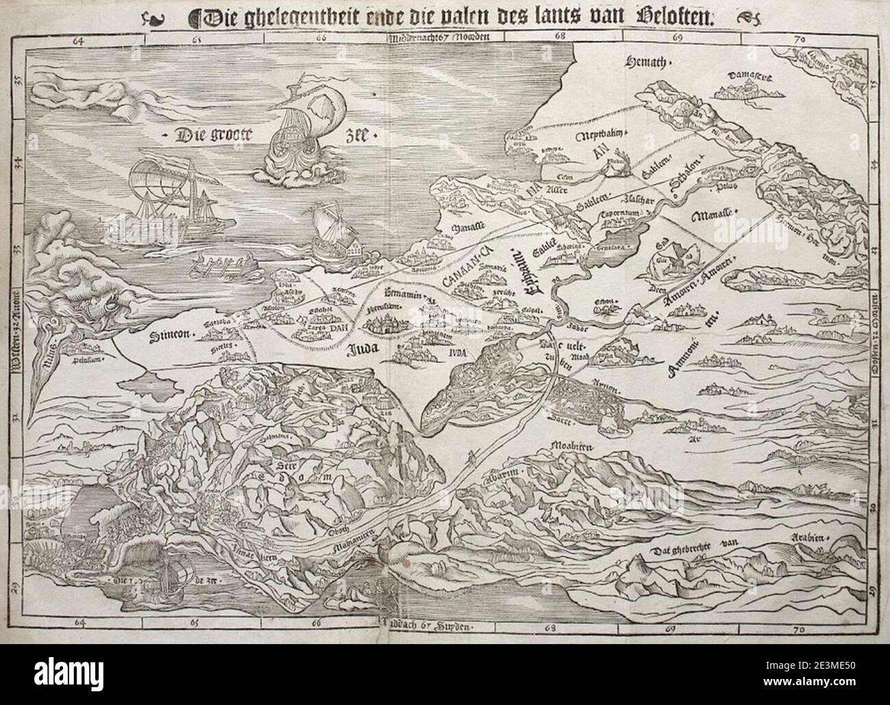 Map of Palestine in 1528-Vorstermanbible Stock Photo - Alamy