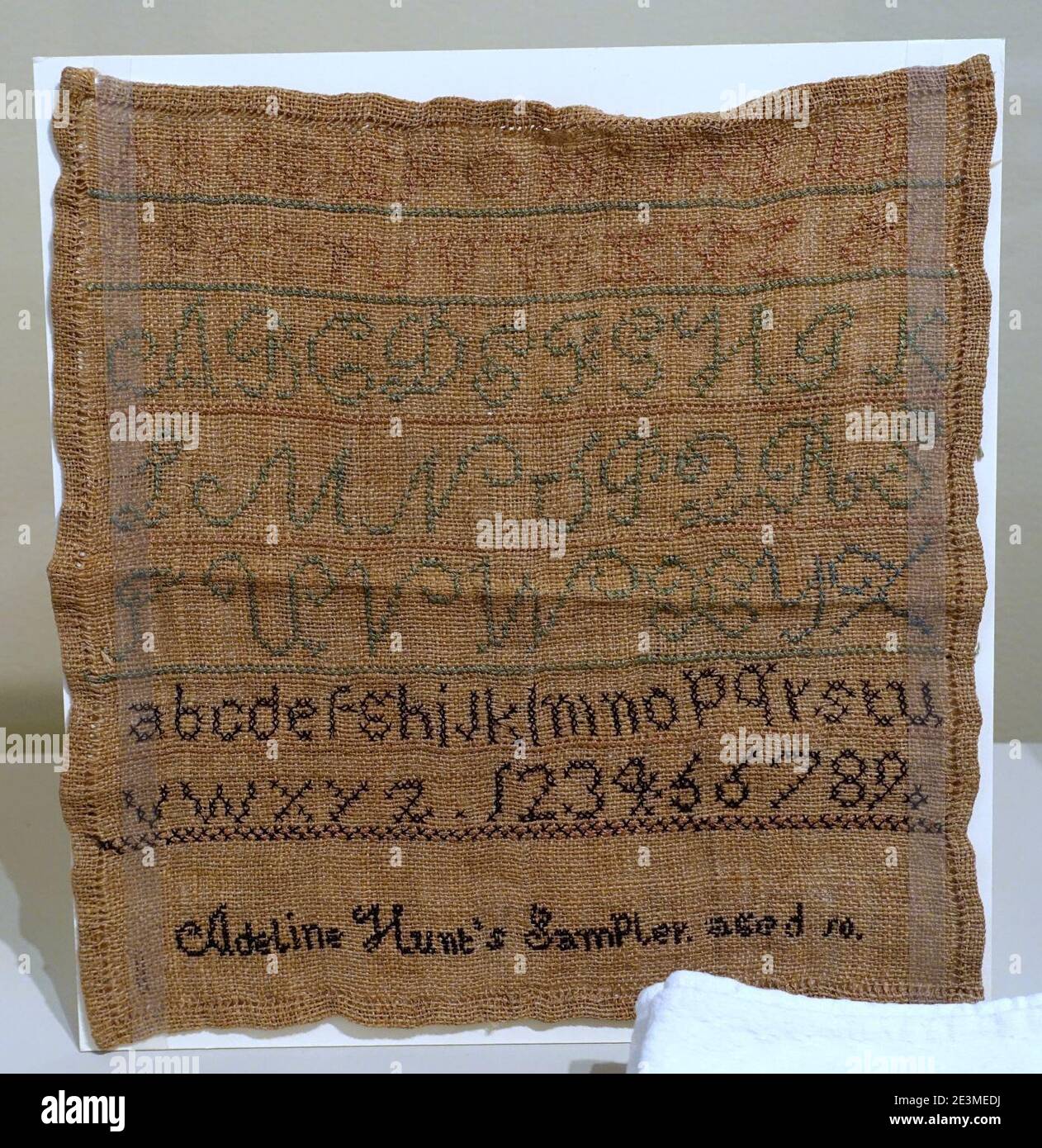 Marking sampler, Adeline Hunt, probably Concord, early 1800s, linen ...