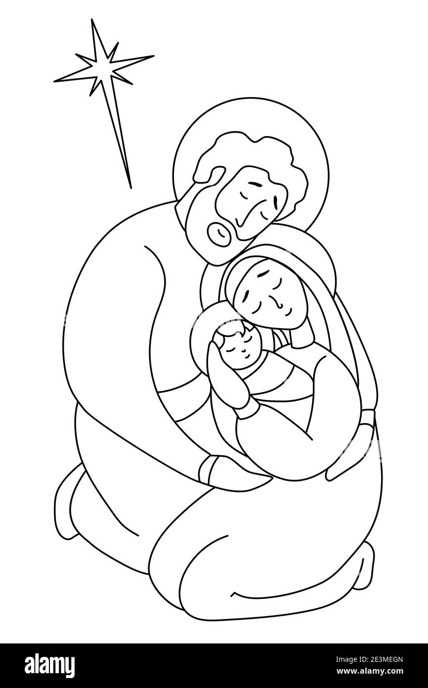 Holy Family Virgin Mary and Joseph. The birth of the baby Savior Jesus ...