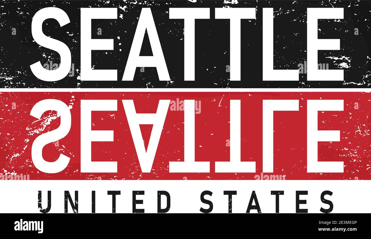 Seattle graphic emblem on dark background. Label for t-shirt ...