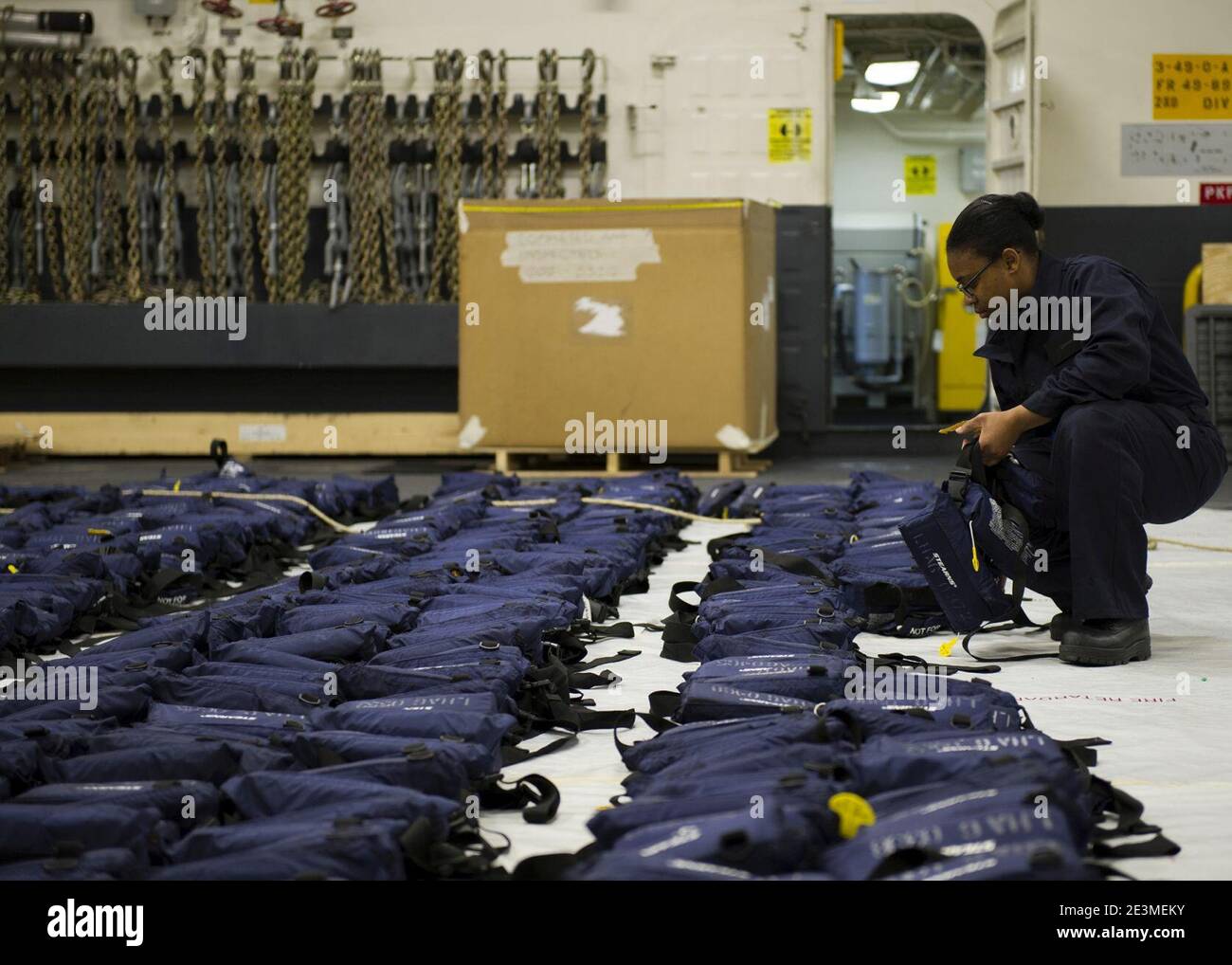 Maintenance aboard USS America 150218 Stock Photo - Alamy