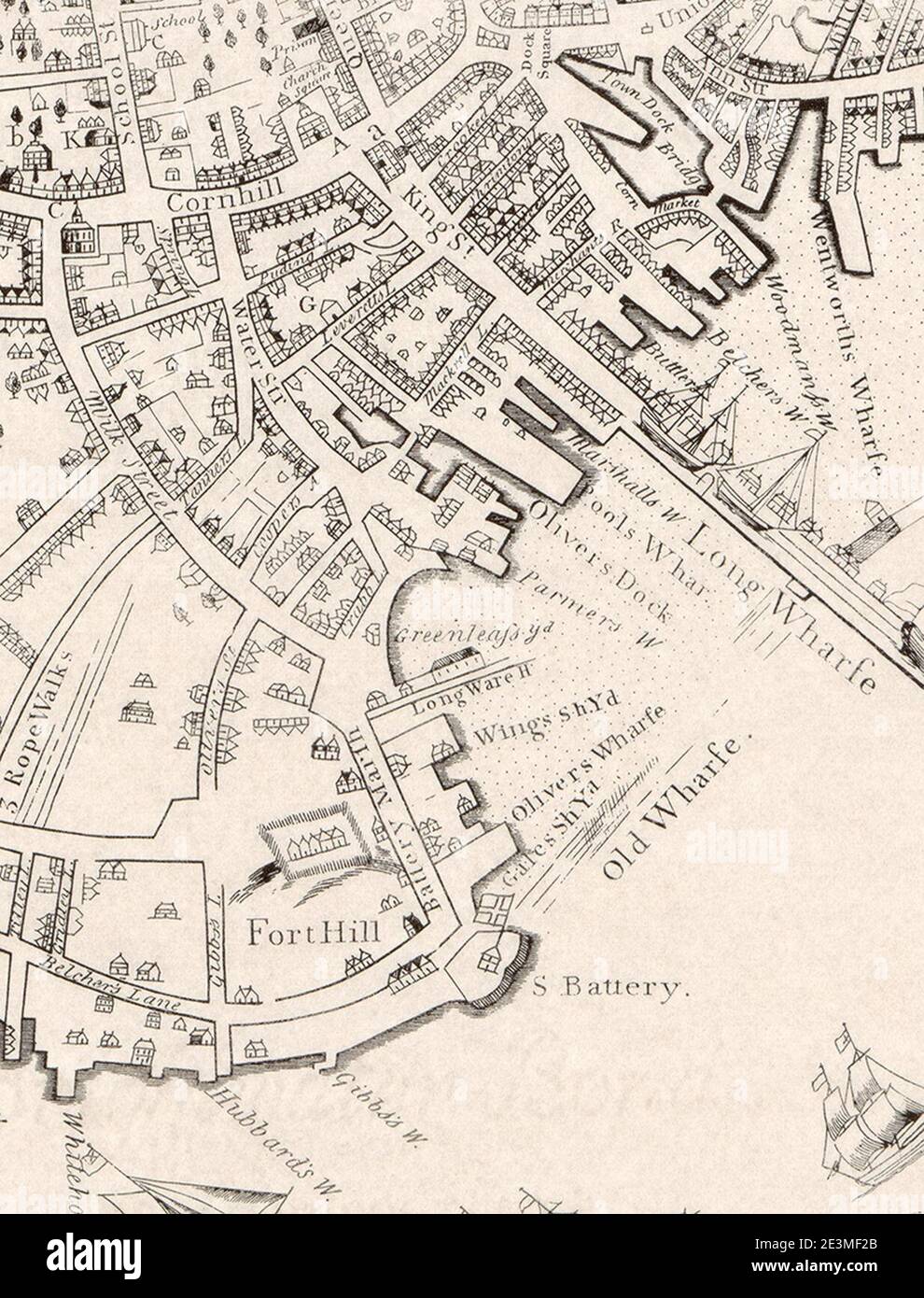 Boston map 1722 hi-res stock photography and images - Alamy