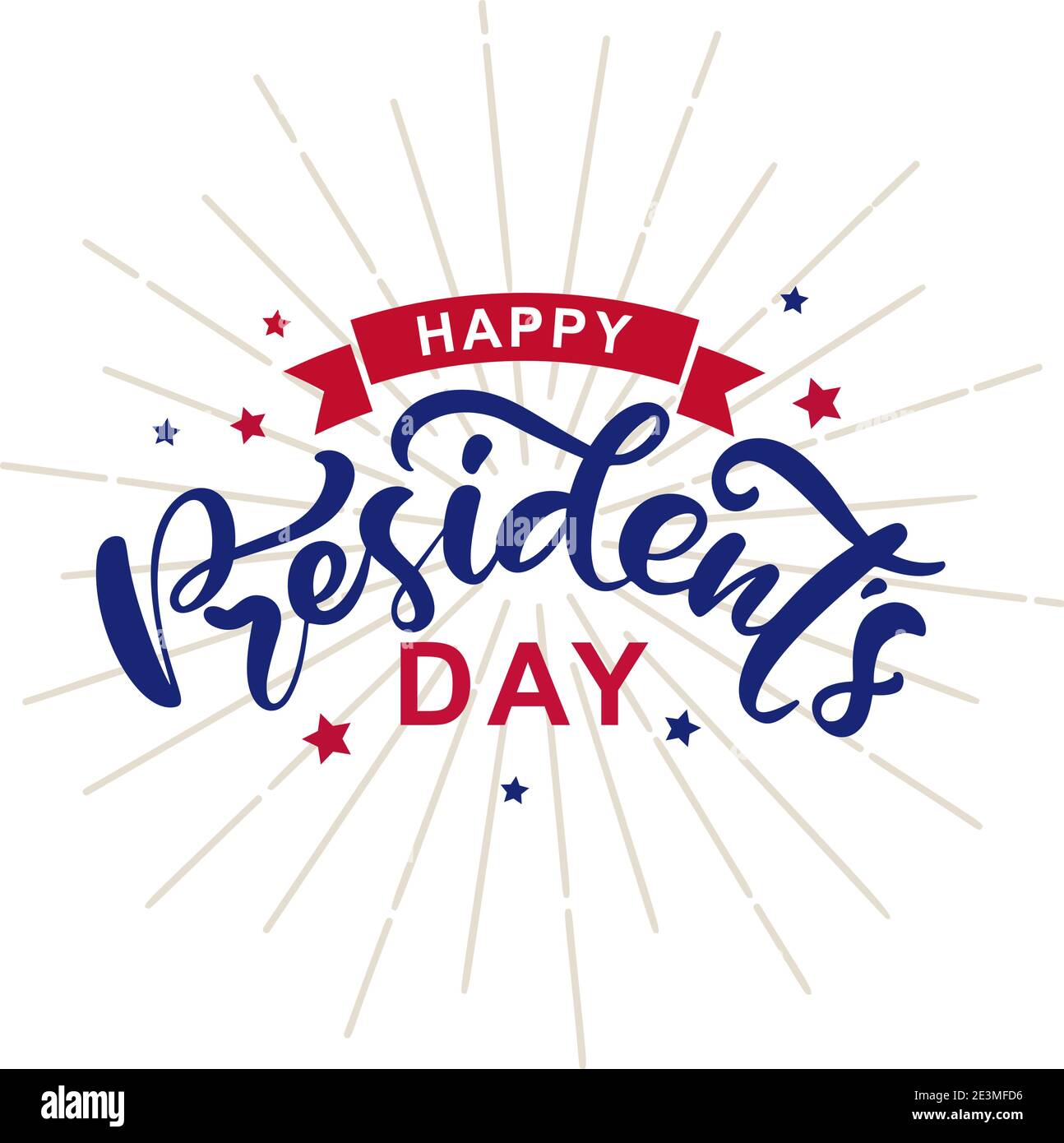 Happy Presidents Day with stars and ribbon. Vector illustration Hand ...