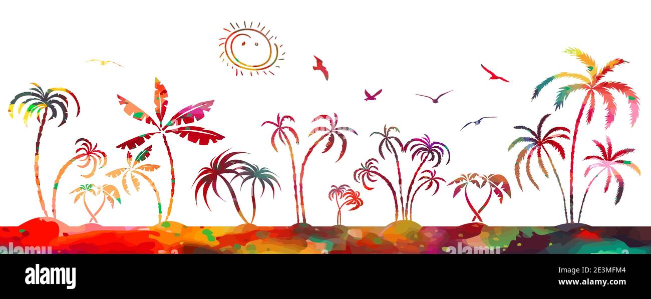 Multi-colored palms trees. Vector illustration Stock Vector Image & Art ...