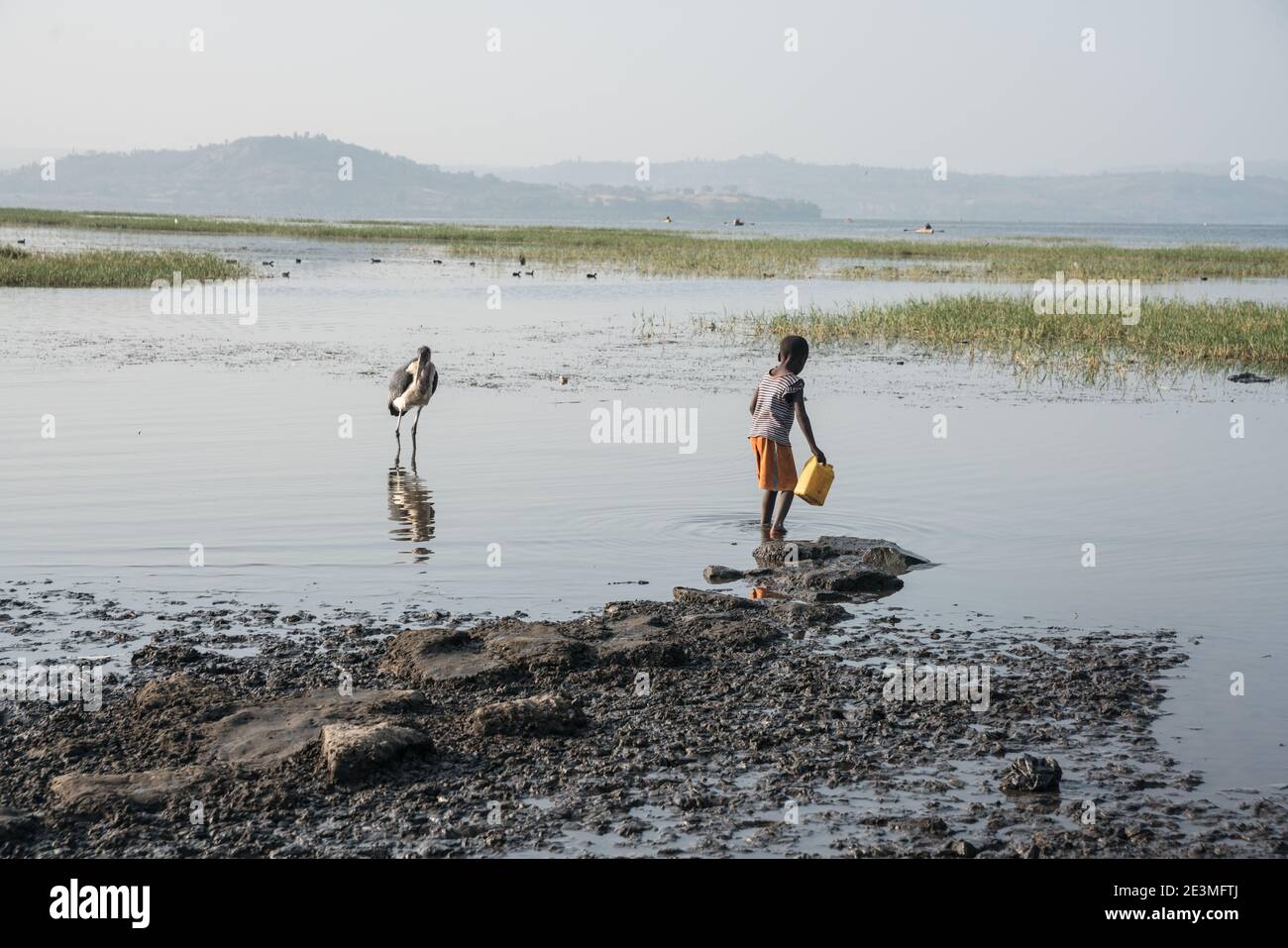 Boy Fetching Water At Lake Awasa Stock Photo - Alamy