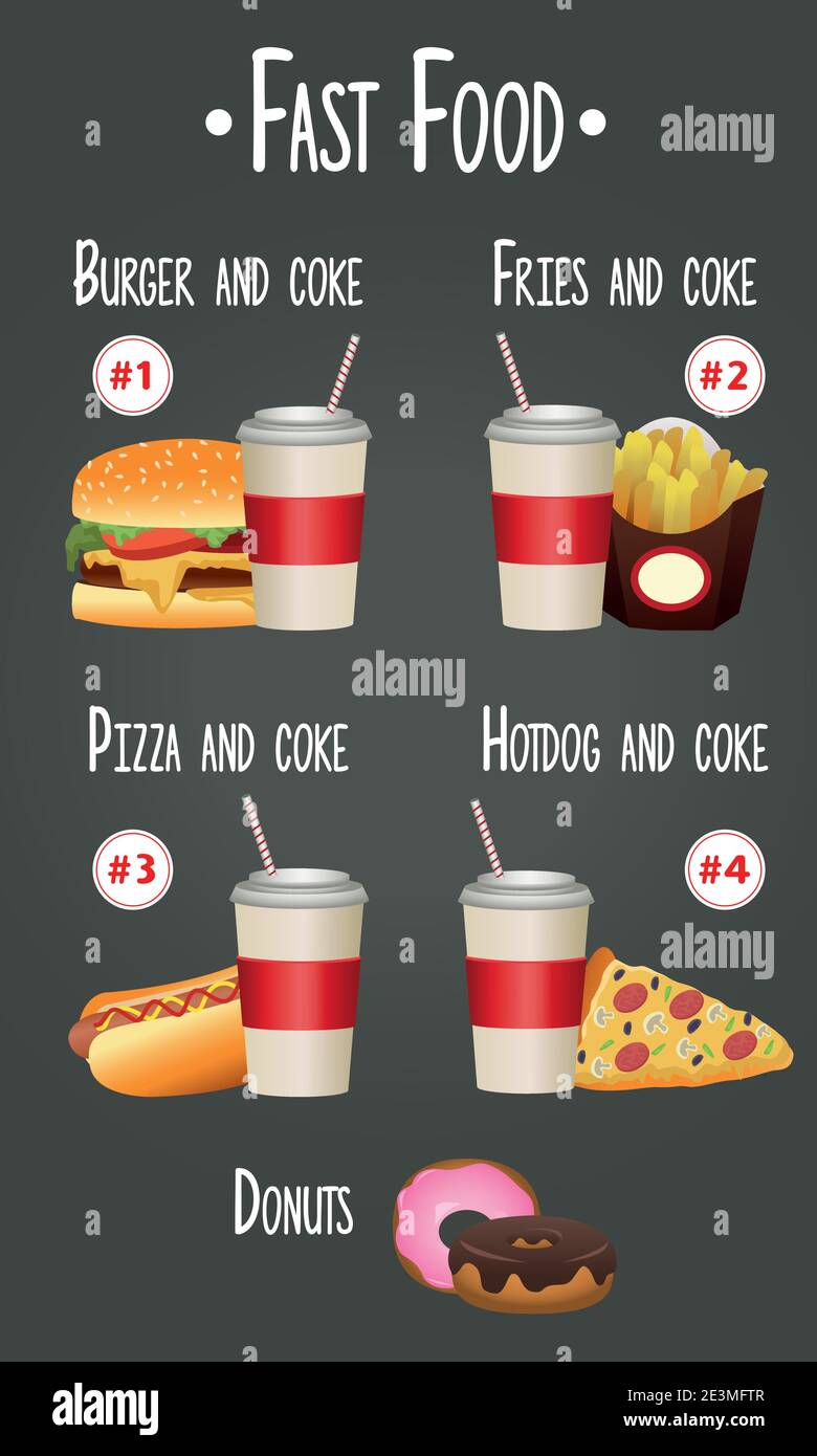 delicious fast food menu template in gray background vector ...