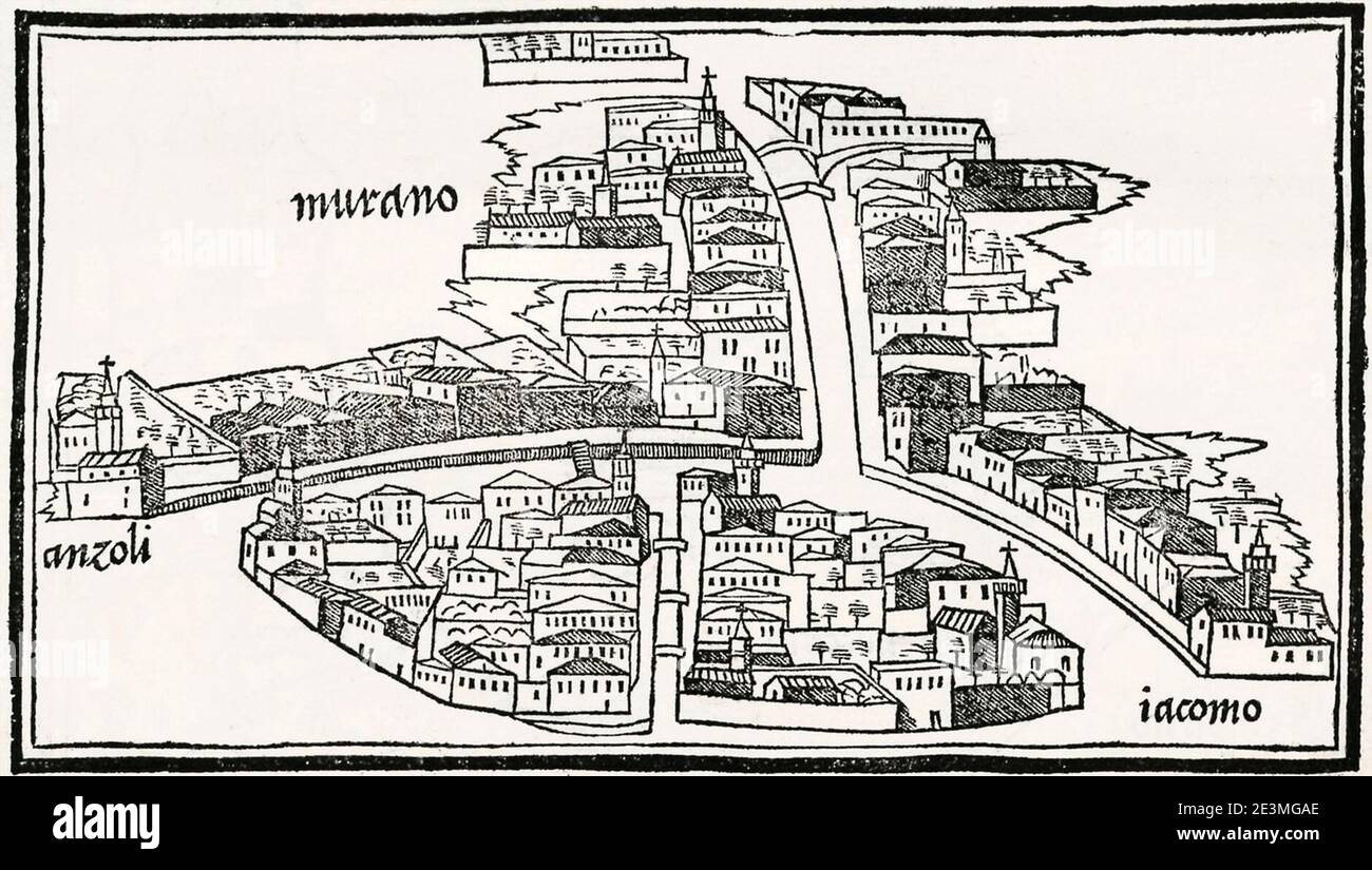 Map of Murano island - Bordone Benedetto - 1547 retusche Stock Photo ...