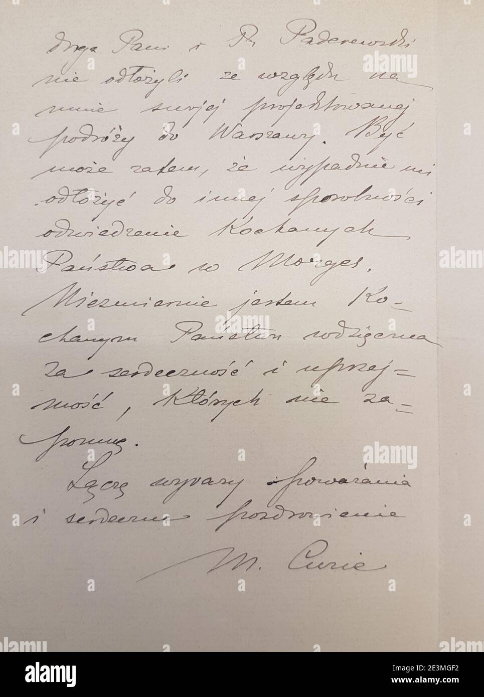 Maria Sklodowska-Curie letter page 2 Stock Photo - Alamy