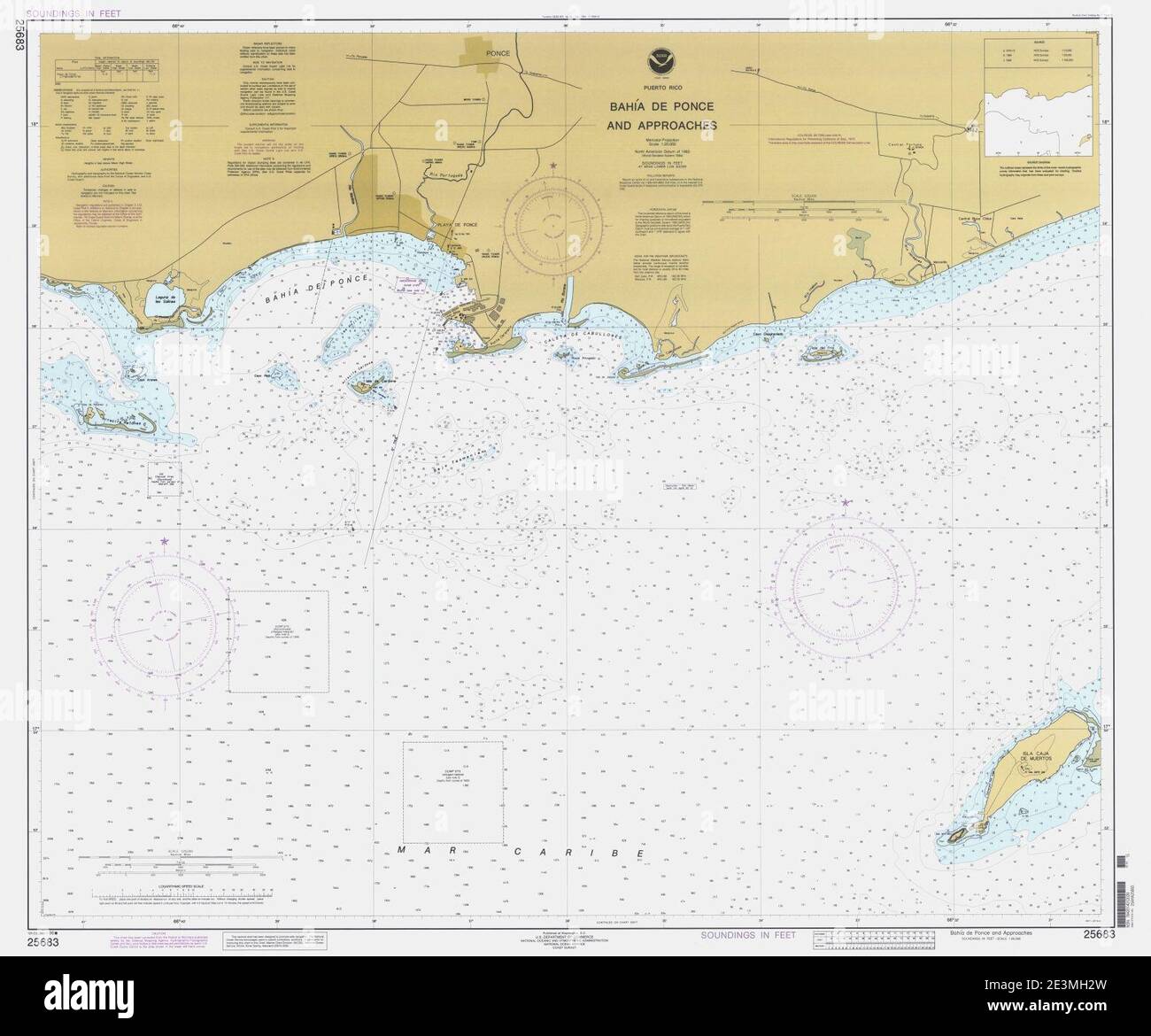 Mapa de la Bahía de Ponce, Puerto Rico, por NOAA, US Dept of Commerce ...