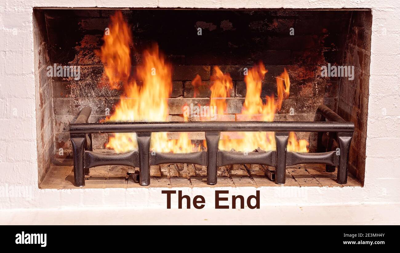 Roaring fire in brick fireplace hi-res stock photography and images - Alamy