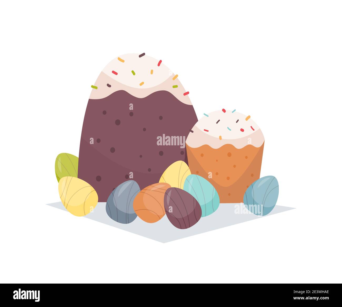 easter cakes and decorated eggs happy spring holiday celebration ...