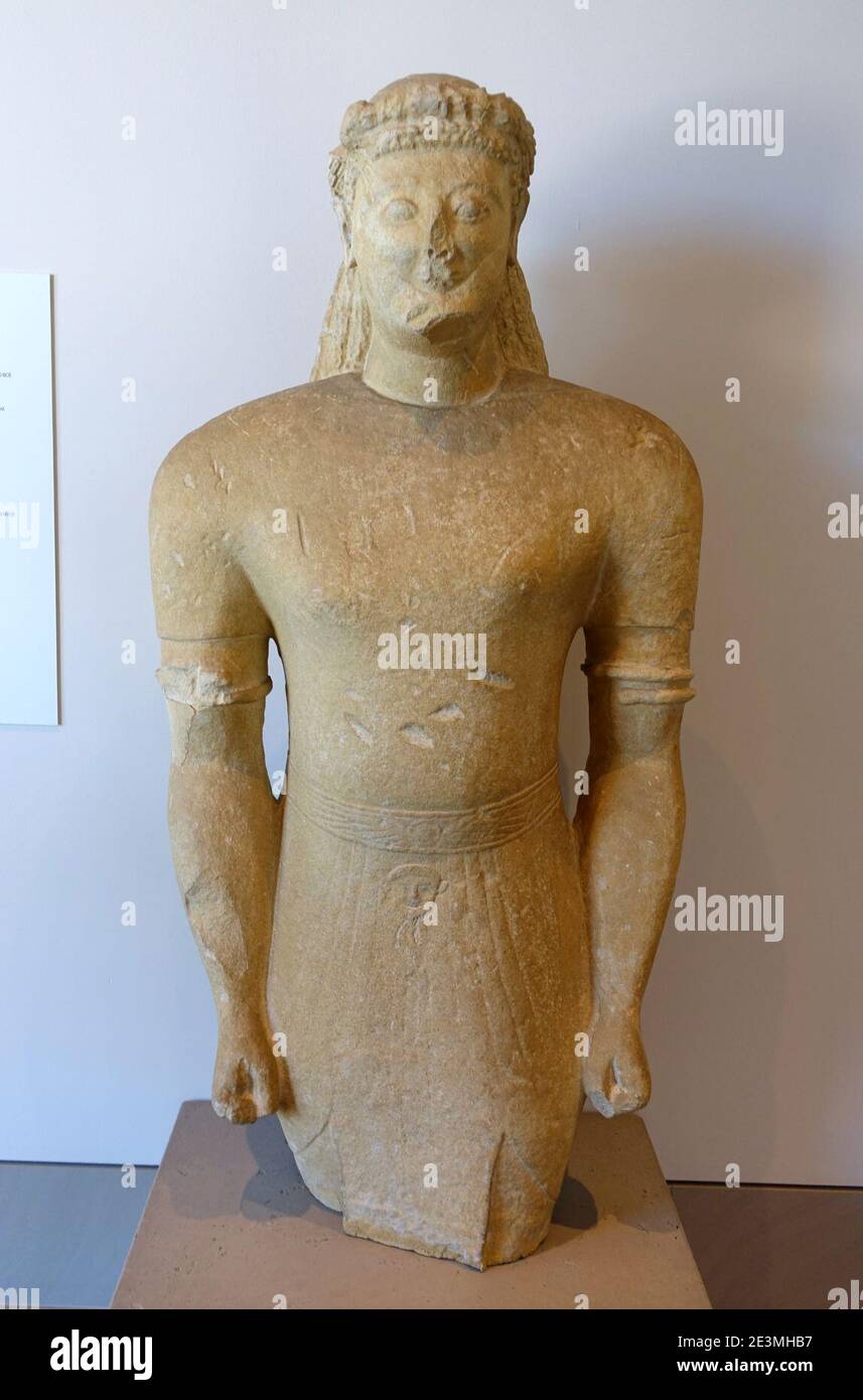 Male figure, Cyprus, Proto-Cypriot period, 600-540 BC, limestone Stock ...