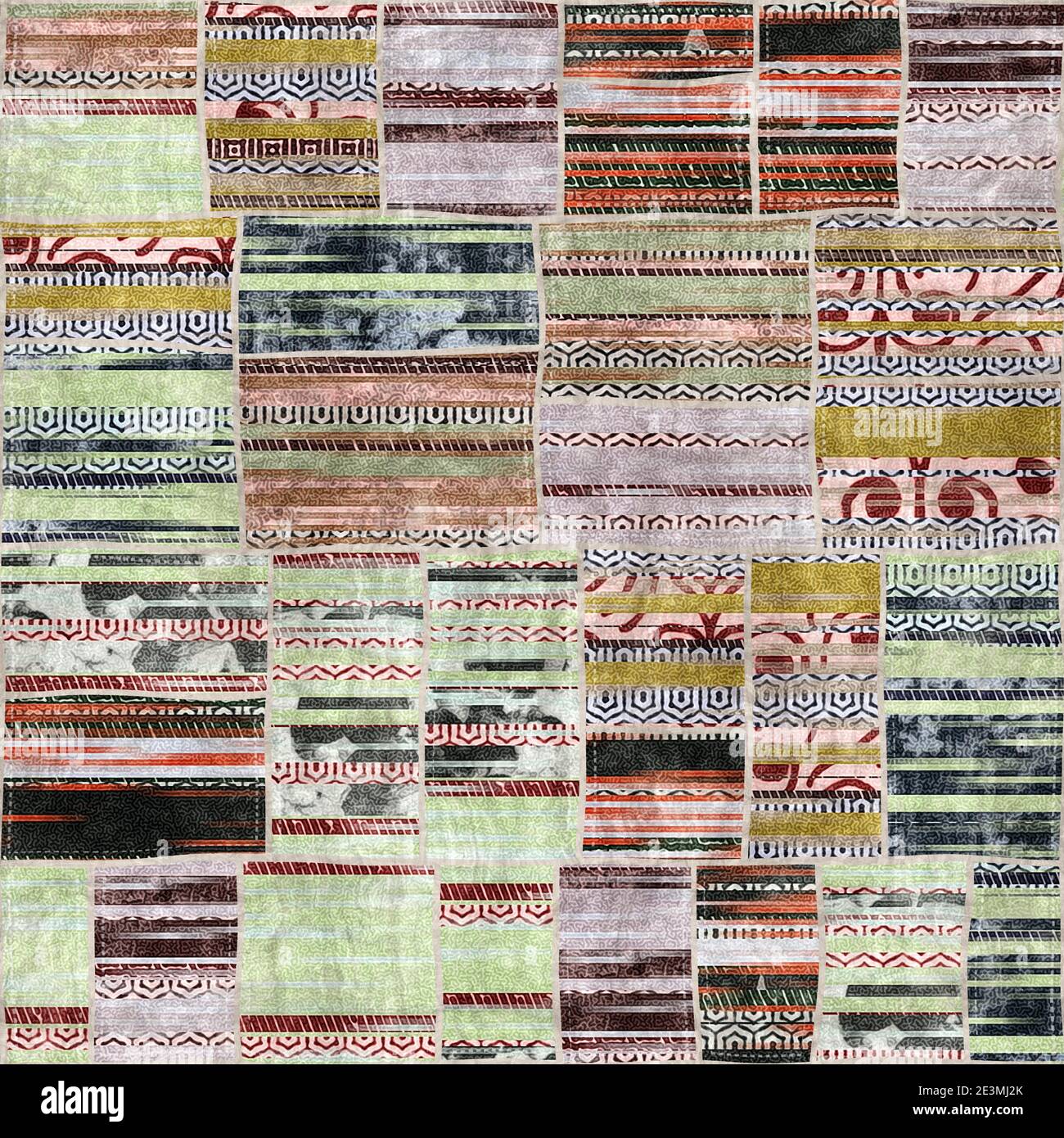 Seamless patchwork collage mix quilt pattern print Stock Photo - Alamy