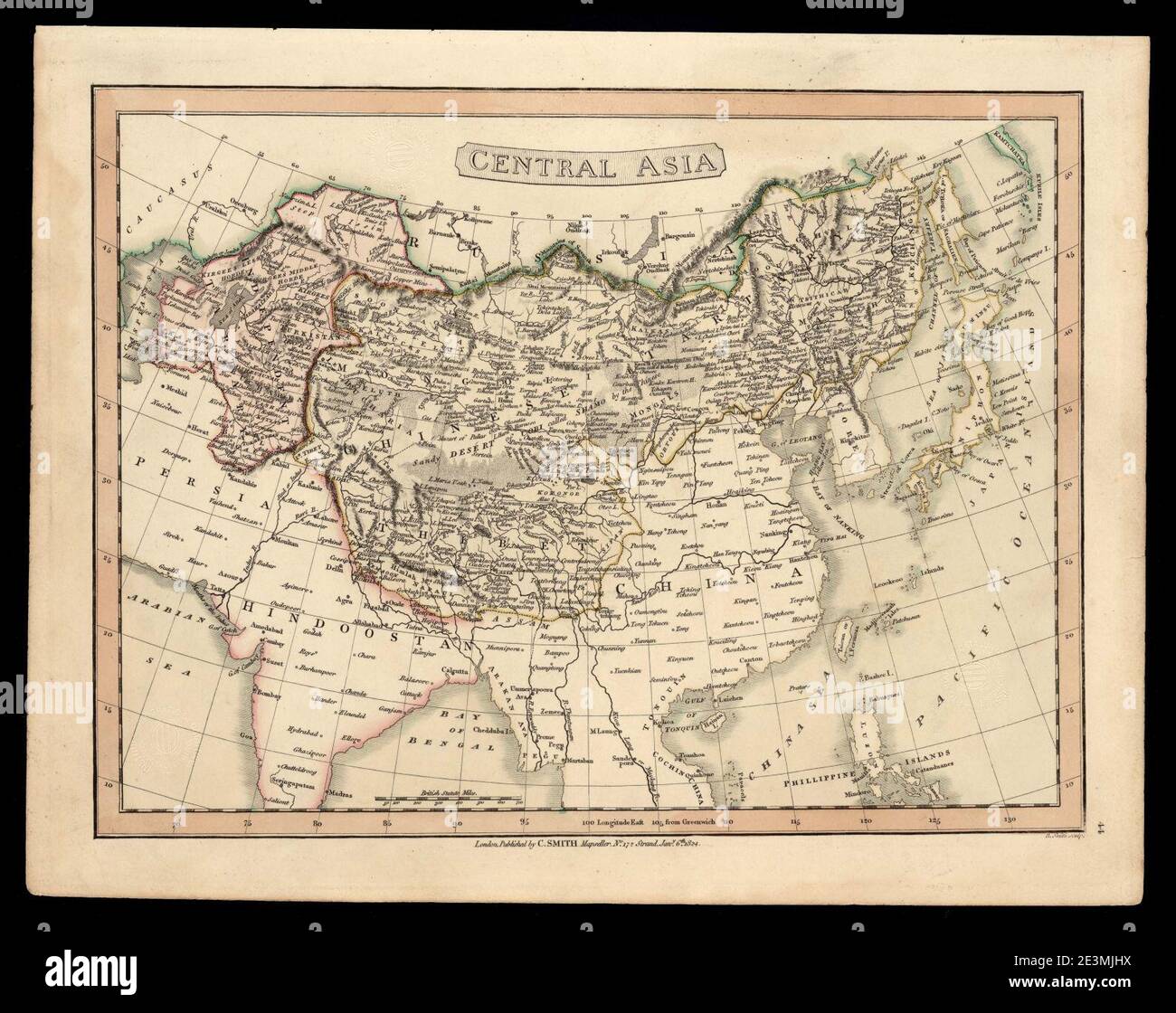 Map of Central Asia in 1824 Stock Photo - Alamy
