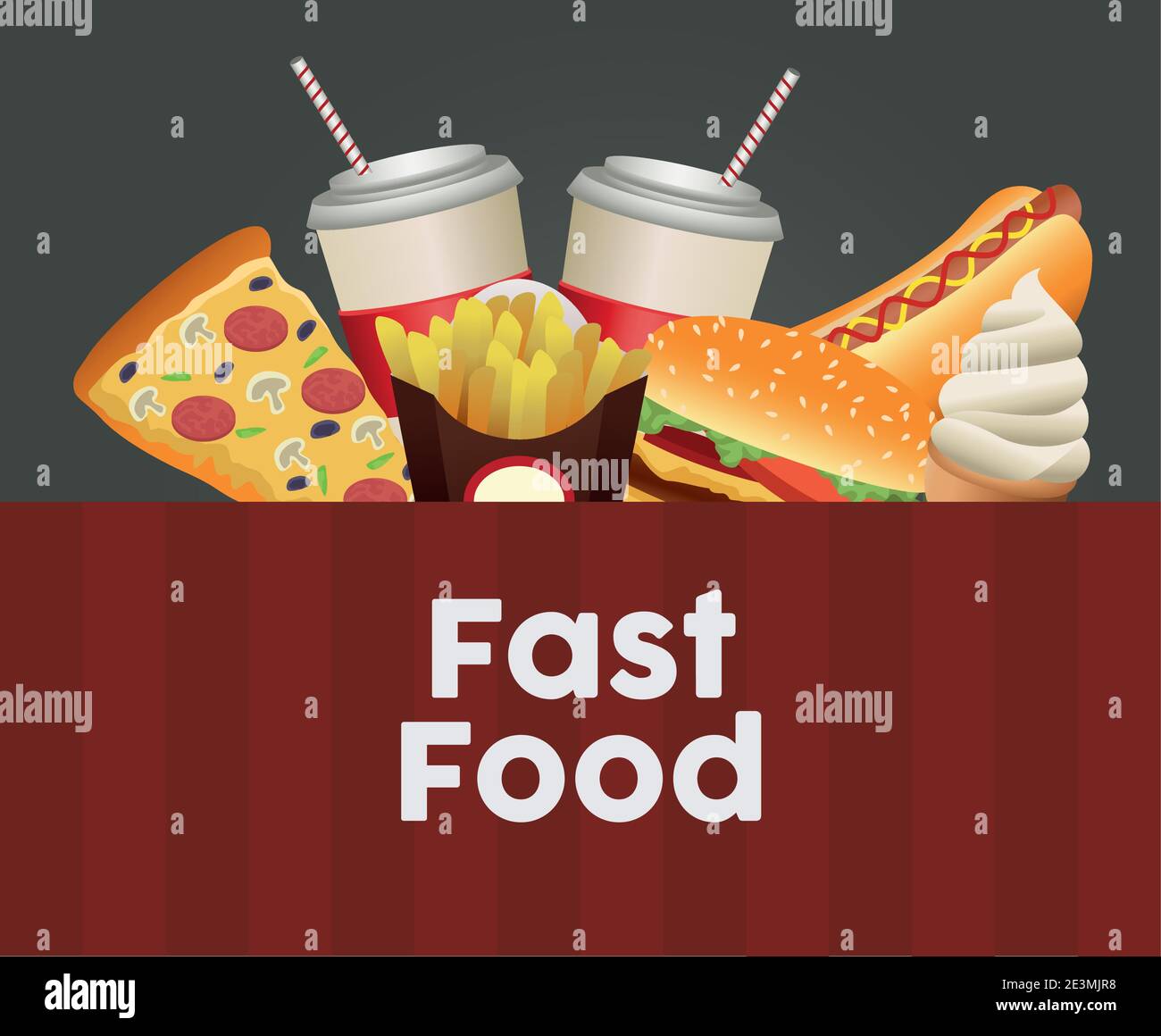 delicious fast food menu template in black and red background vector ...