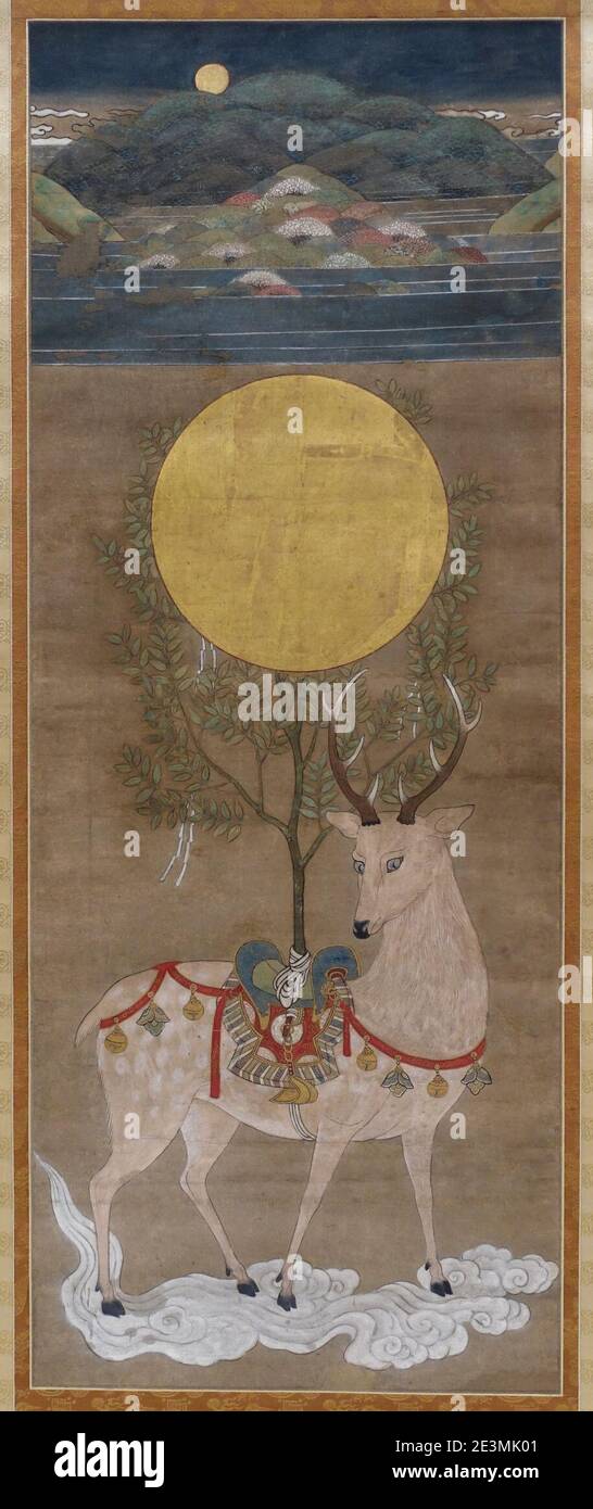 Mandala of the Deer of Kasuga Shrine, Muromachi period, 1500s AD, color ...