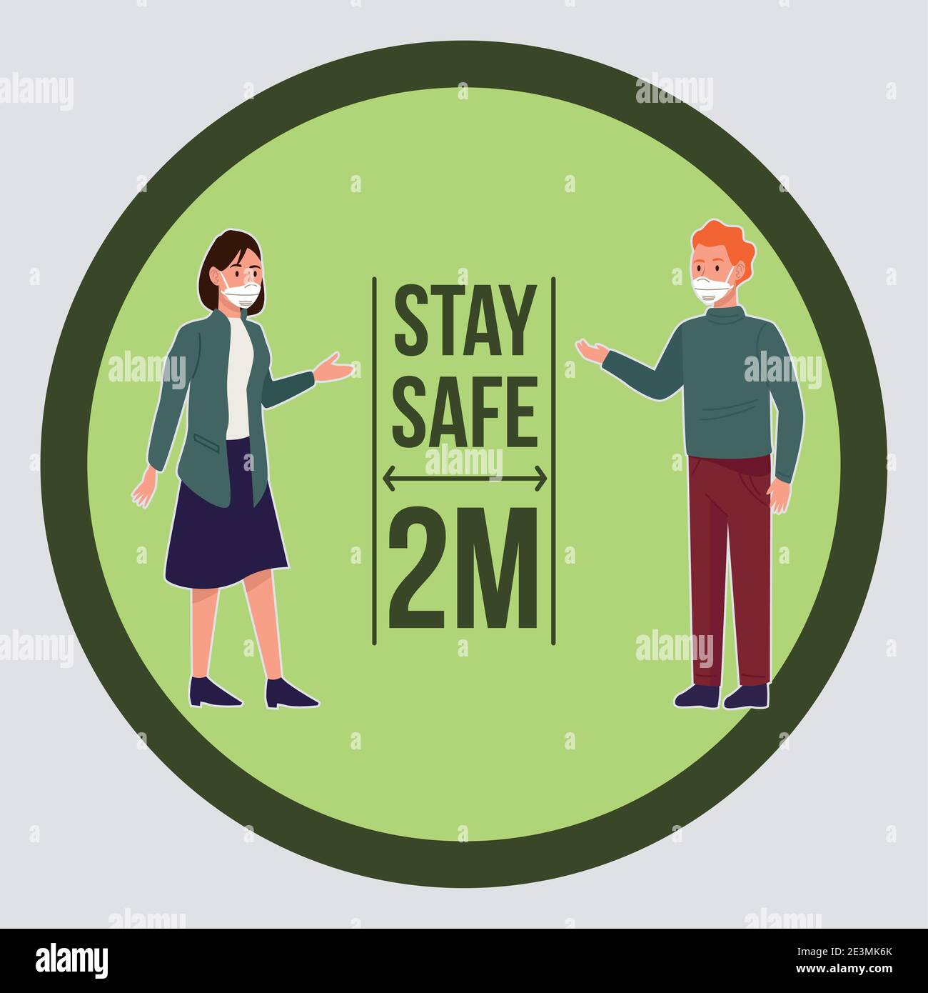 stay safe covid19 prevention campaign with couple wearing medical masks ...