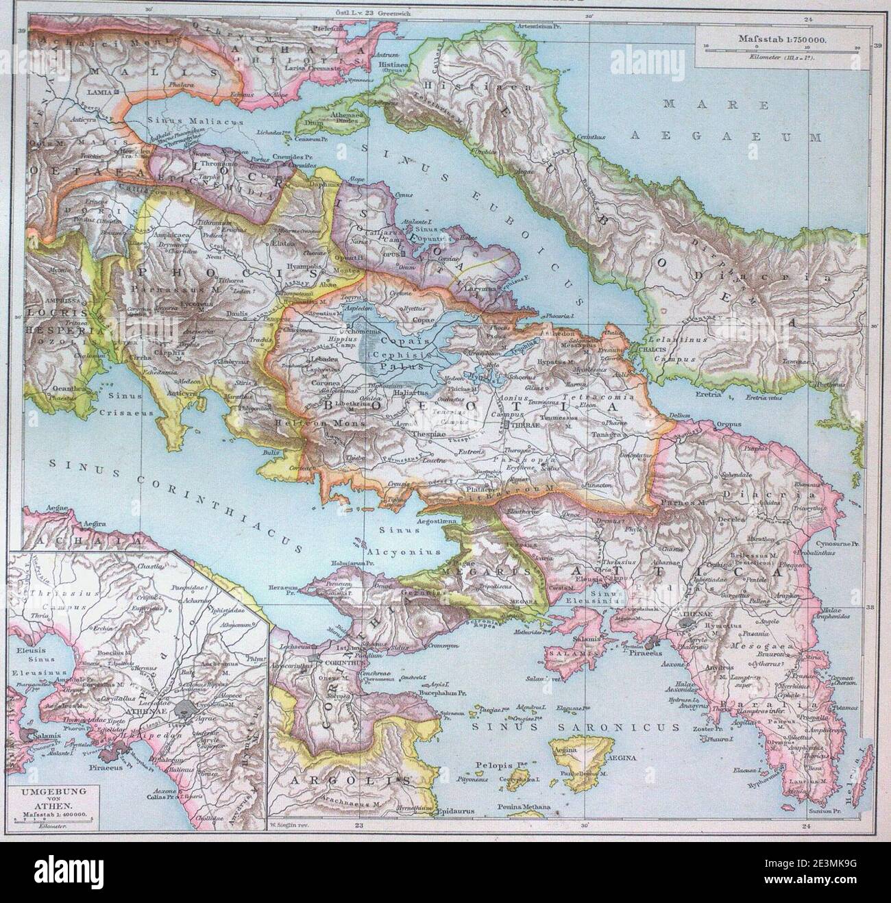 Map of Boeotia, Attica, and Phocis Stock Photo - Alamy