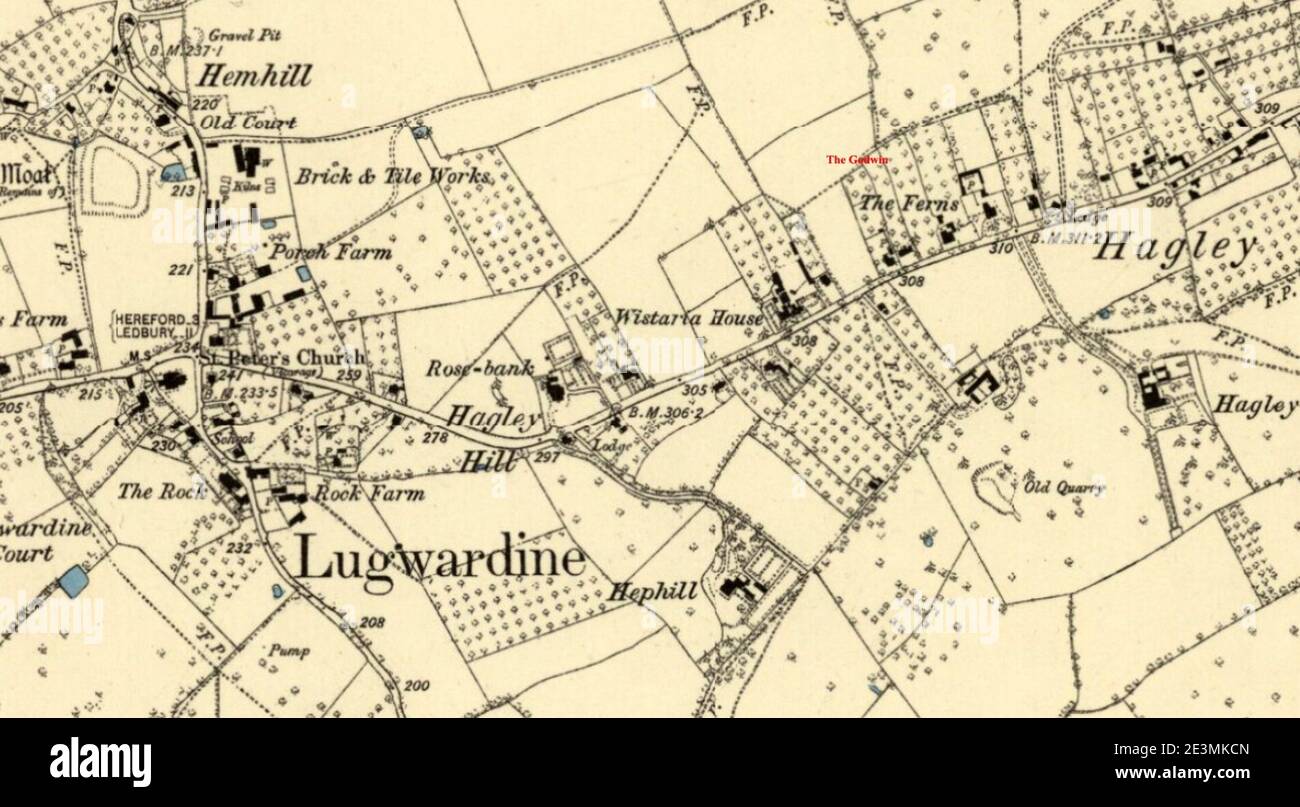 Map Lugwardine 1886 Stock Photo - Alamy