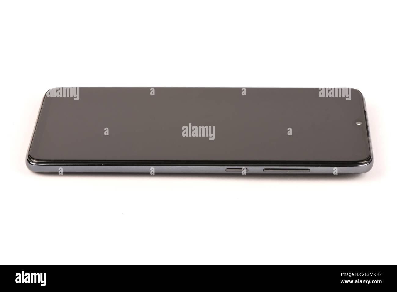 Black mobile smartphone with blank screen. isolated on white background ...