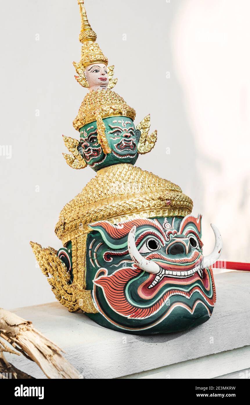 traditional Lakhon Khol mask dance ceremony costume at Wat Svay Andet ...