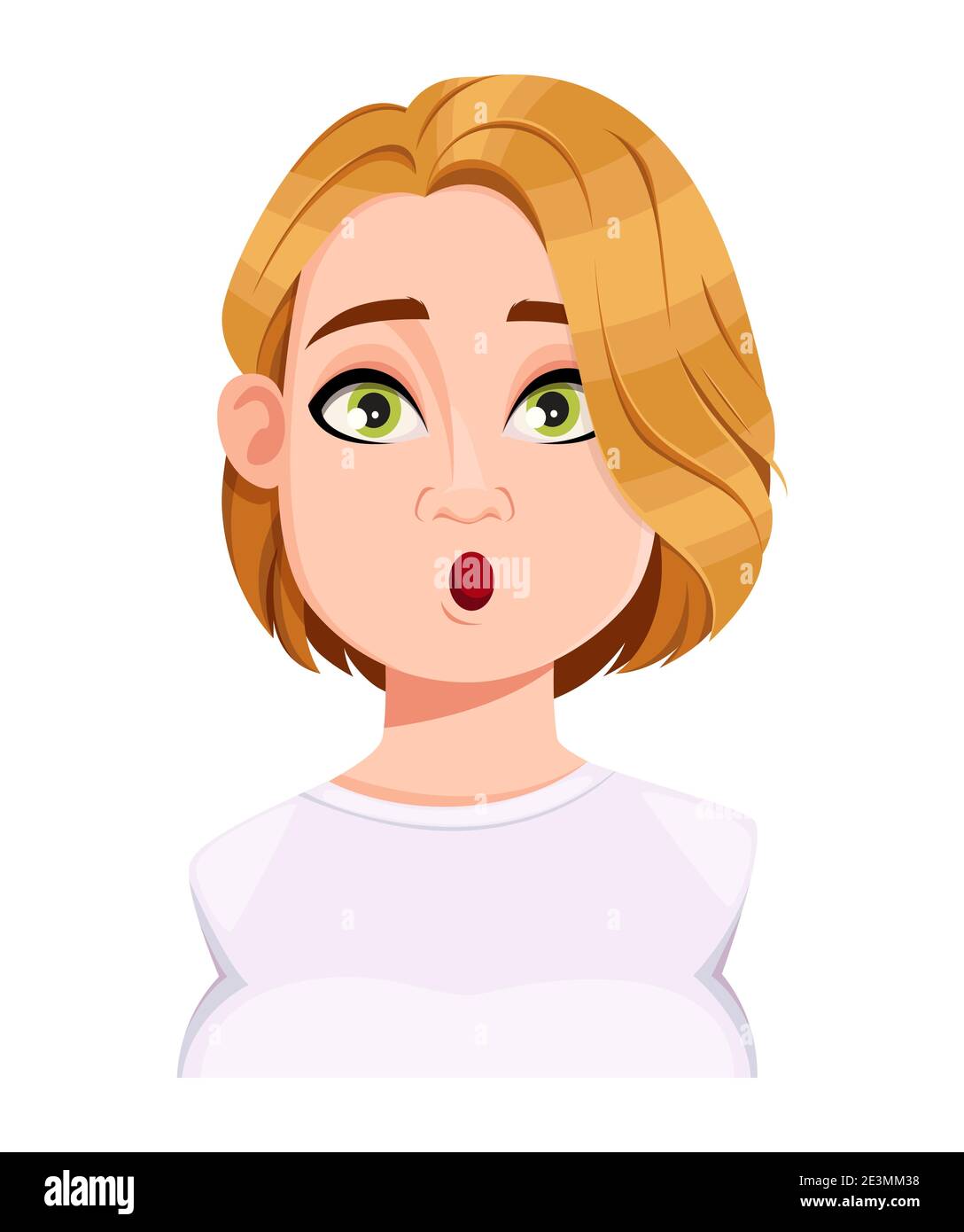 Stock vector. Face expression of beautiful plus size woman, surprised ...