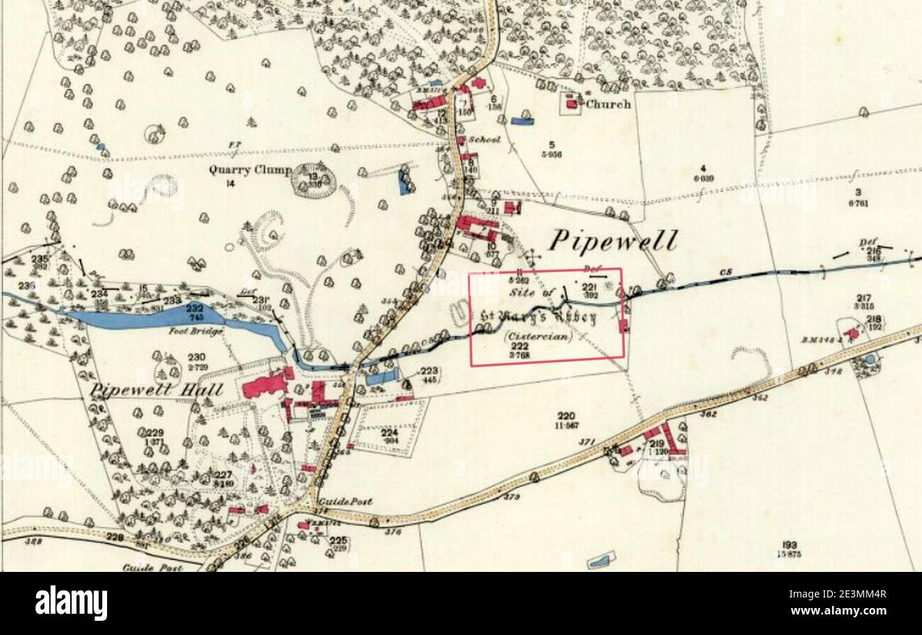 Map pipewell 1886 Stock Photo - Alamy